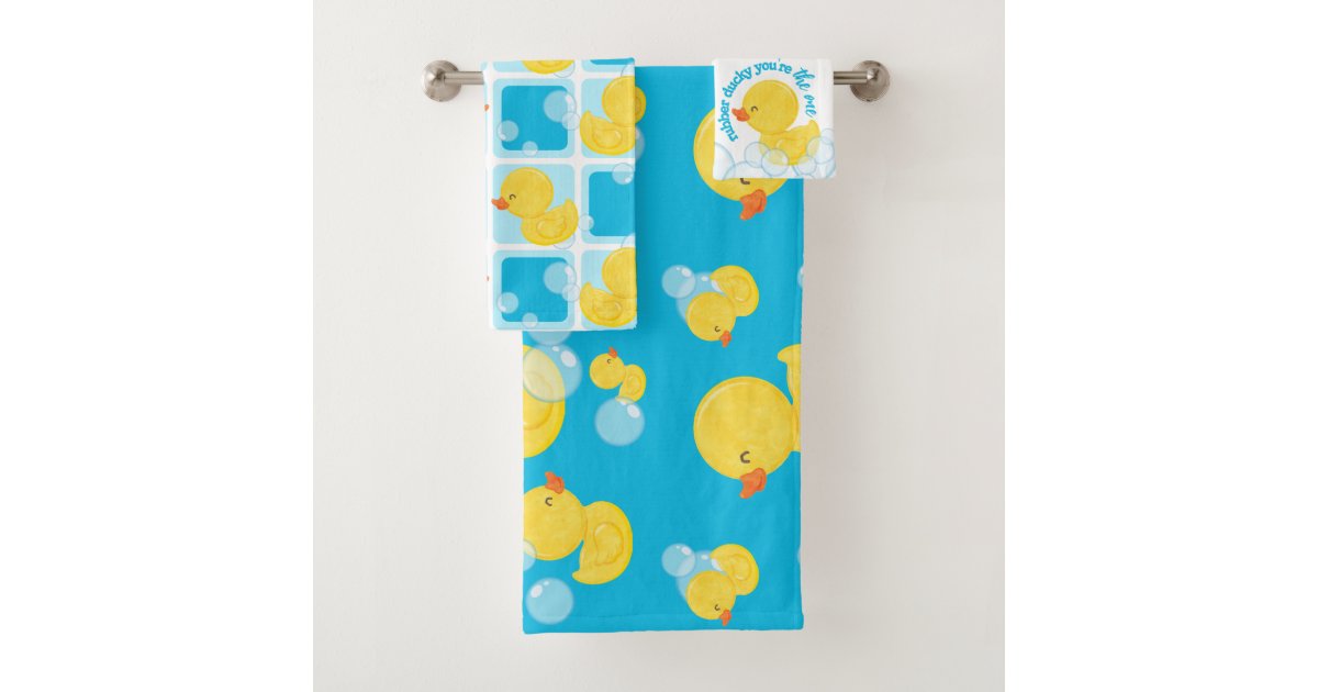 Boy Watercolor Rubber Duck Bath Towel Set | Zazzle