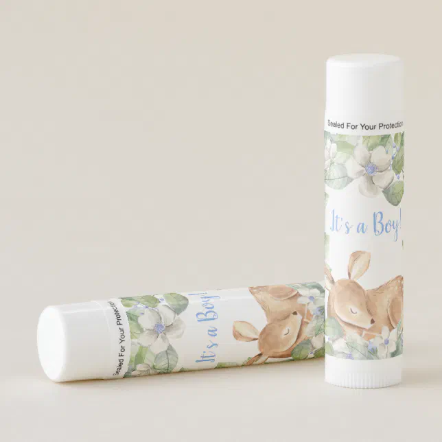 Boy Woodland Deer Baby Shower Lip Balm Favors | Zazzle