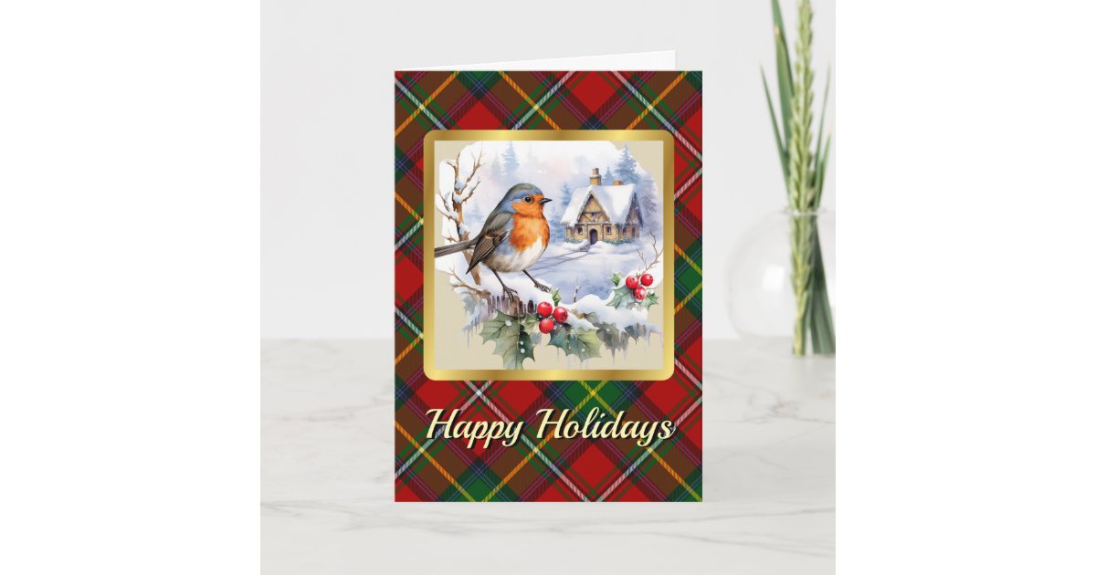 Boyd Crest & Tartan w/Robin Personalized Card | Zazzle
