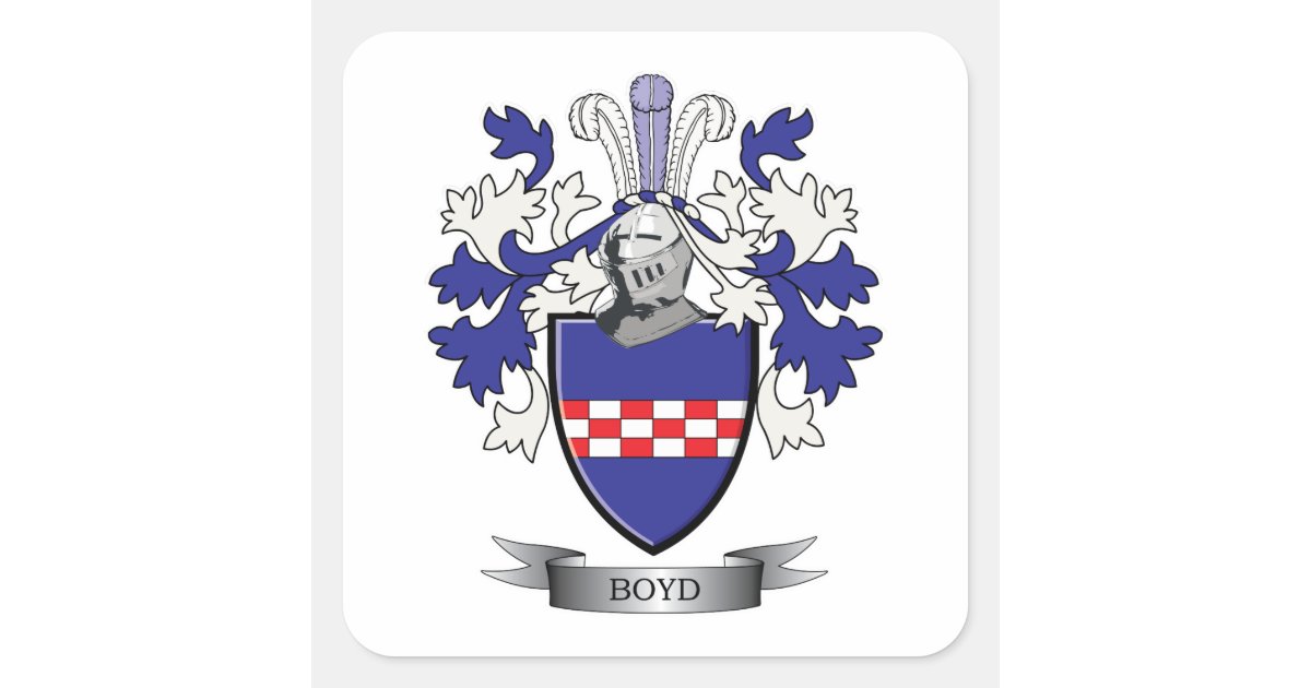 Boyd Family Crest Coat of Arms Square Sticker | Zazzle
