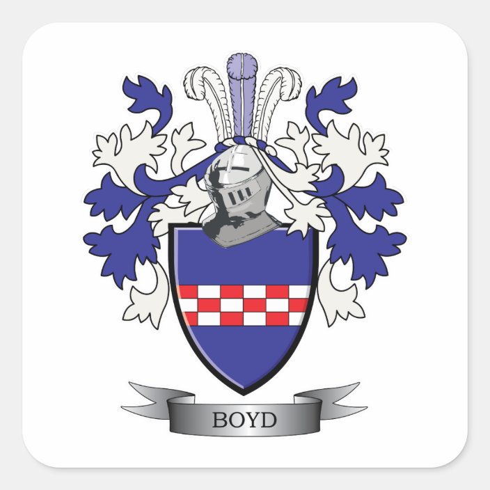 Boyd Family Crest Coat of Arms Square Sticker | Zazzle.com