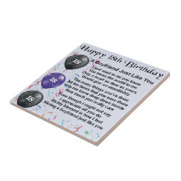 Boyfriend Poem - 18th Birthday Tile | Zazzle