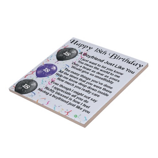 Boyfriend Poem - 18th Birthday Tile | Zazzle