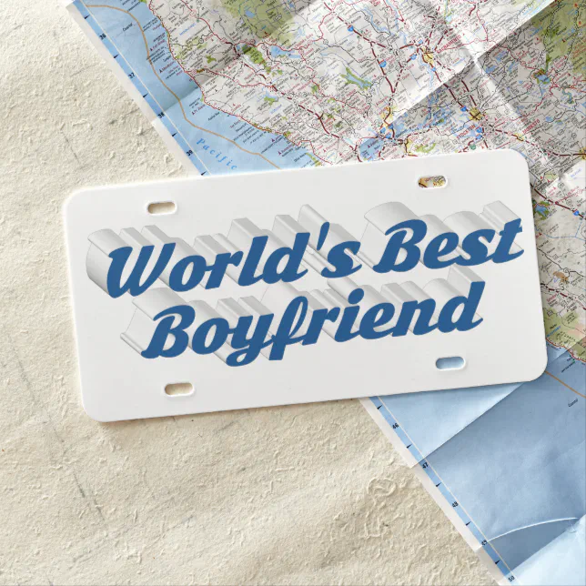 Boyfriend with sea blue script license plate | Zazzle