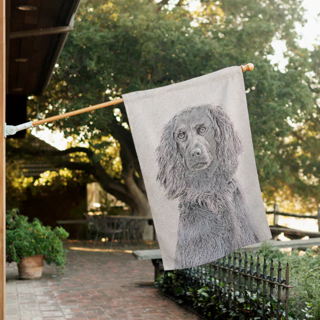 Boykin Spaniel Painting - Cute Original Dog Art House Flag | Zazzle