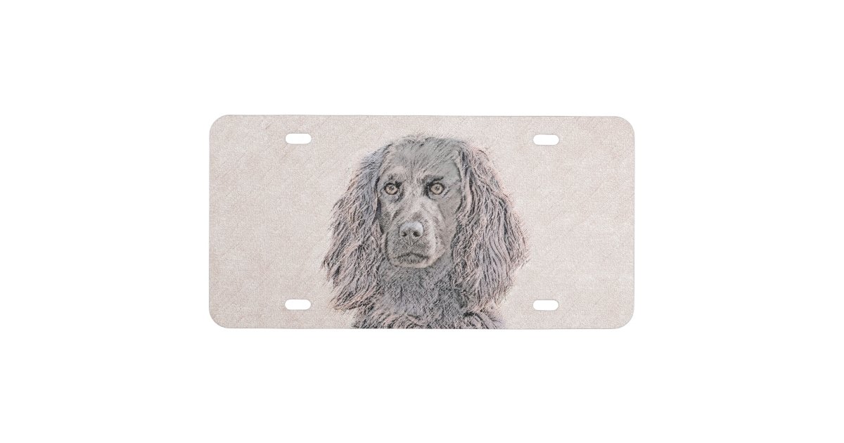 Boykin Spaniel Painting - Cute Original Dog Art License Plate | Zazzle