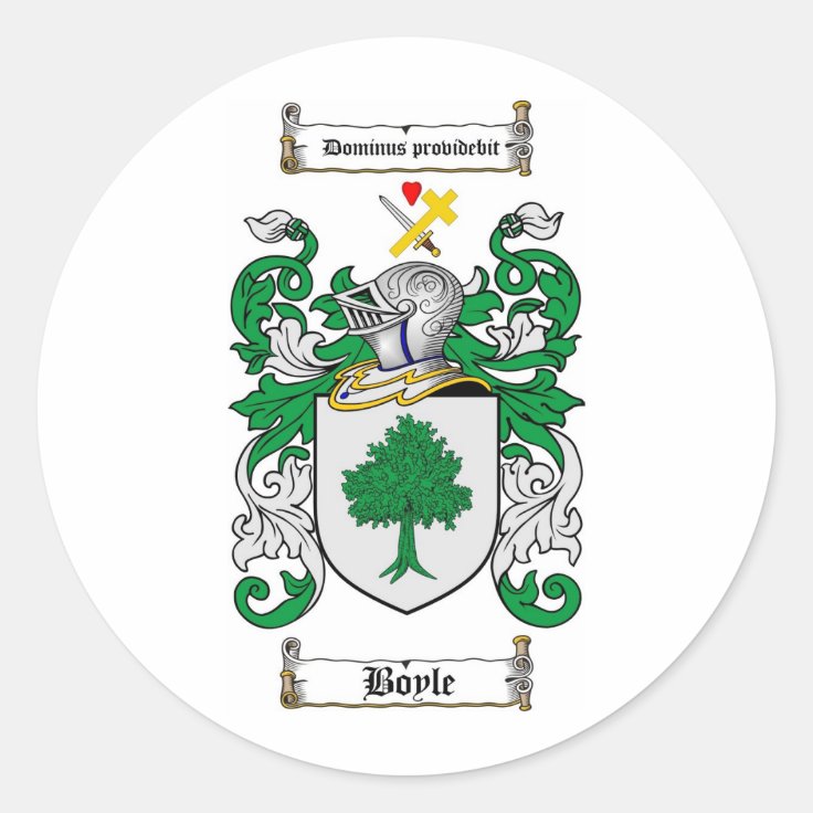 BOYLE FAMILY CREST - BOYLE COAT OF ARMS CLASSIC ROUND STICKER | Zazzle
