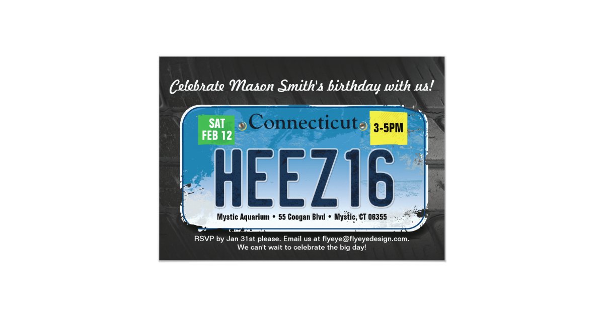 Boy's 16th Birthday Connecticut License Invitation | Zazzle.com