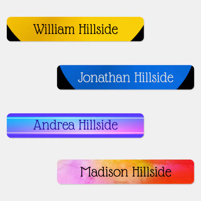 Boys and Girls Colorful Custom Name Kids' Labels | Zazzle