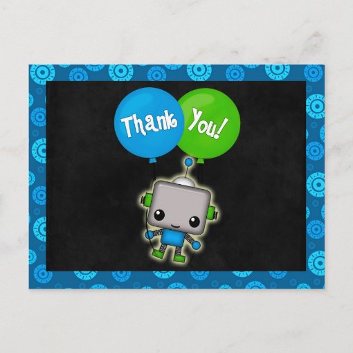 Boys Baby Robot Thank You Cards Postcards 072 | Zazzle