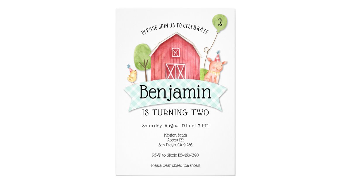 Boys Barnyard 1st birthday invitation | Zazzle.com