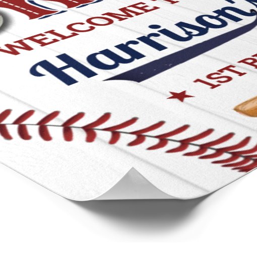 Boys Baseball 1st Birthday Welcome Sign | Zazzle