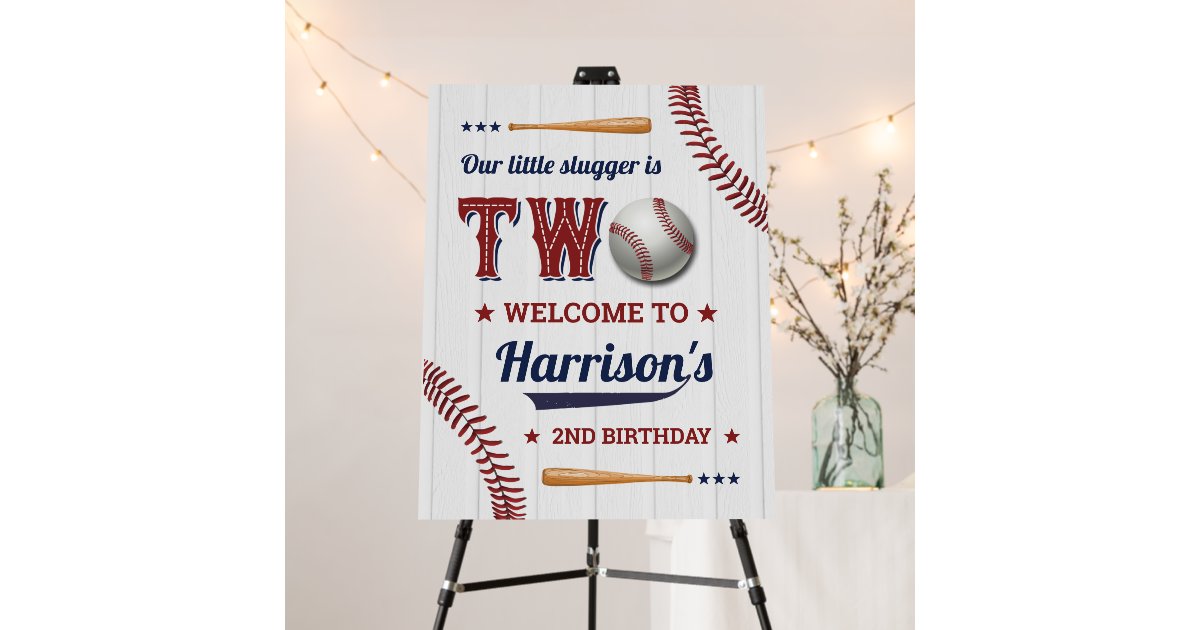 Boys Baseball 2nd Birthday Welcome Sign | Zazzle