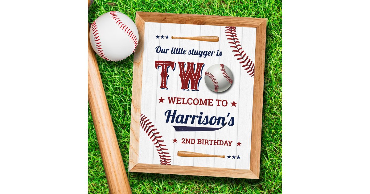 Boys Baseball 2nd Birthday Welcome Sign | Zazzle