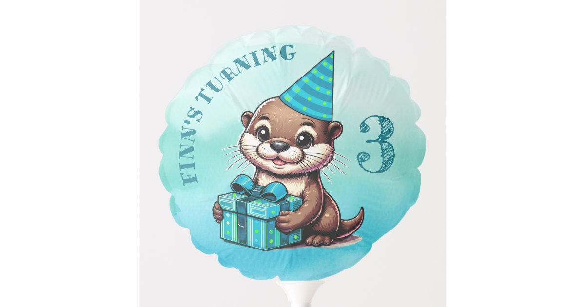 Boy's Birthday Party Otter Themed Personalized Balloon | Zazzle