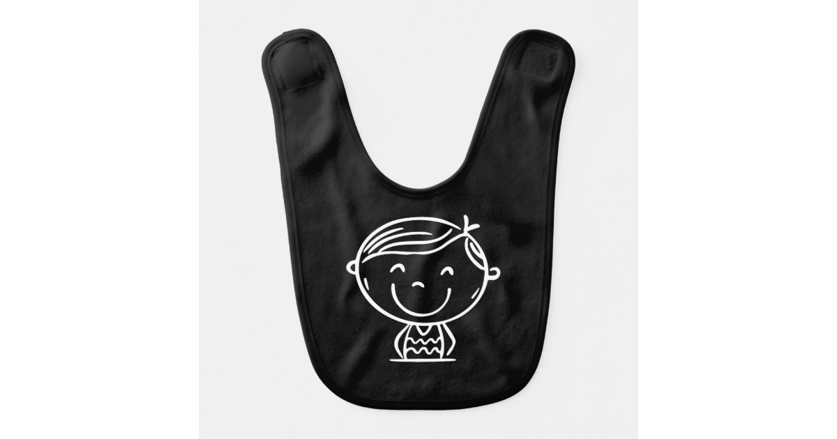 Boys Black Personalized Graphic Baby Bib | Zazzle