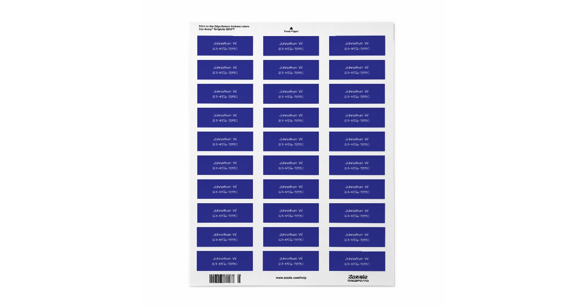 Boy's Blue and White Name and Phone Number Label | Zazzle