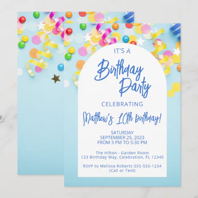 Boys Blue Birthday Party Invitation | Zazzle
