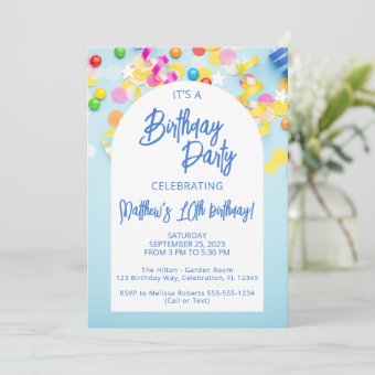 Boys Blue Birthday Party Invitation | Zazzle
