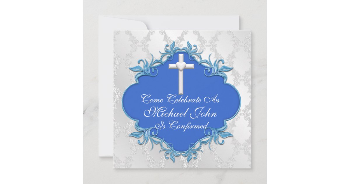 BOYS BLUE COMMUNION Invitations Elegant Design | Zazzle