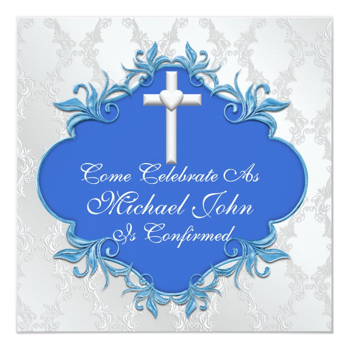 BOYS BLUE COMMUNION Invitations Elegant Design | Zazzle.com