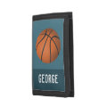 Boys Blue Modern and Sporty Basketball Kids Trifold Wallet | Zazzle
