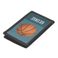 Boys Blue Modern and Sporty Basketball Kids Trifold Wallet | Zazzle