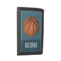 Boys Blue Modern and Sporty Basketball Kids Trifold Wallet | Zazzle