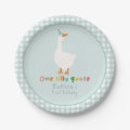 Boys Blue One Silly Goose 1st Birthday Paper Plates | Zazzle