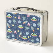 Boys Blue Space Alien Monster Kids Metal Lunch Box | Zazzle