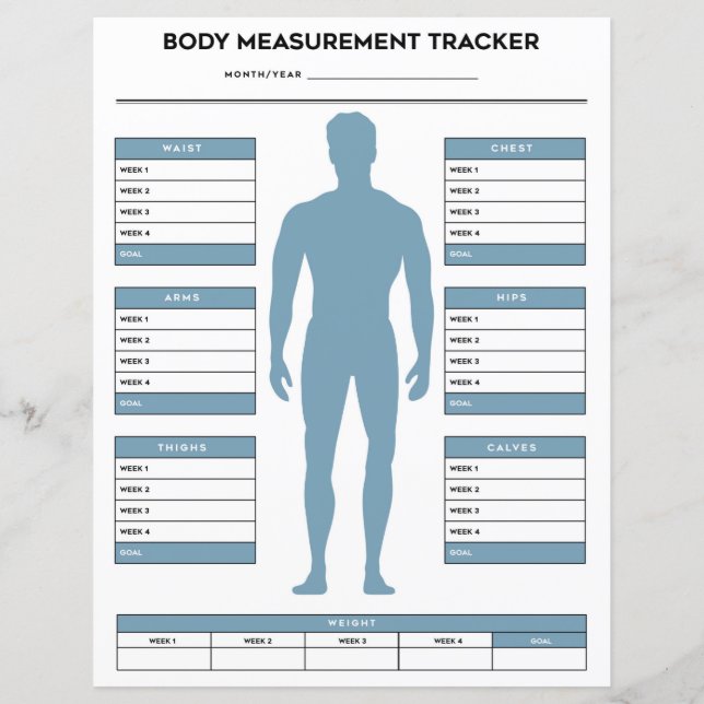 Body Measurements For Weight Loss Chart Body Measurement Tracker For