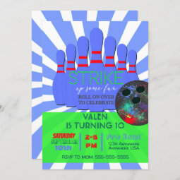 Boys Bowling Birthday Party strike, bowl Invitation | Zazzle
