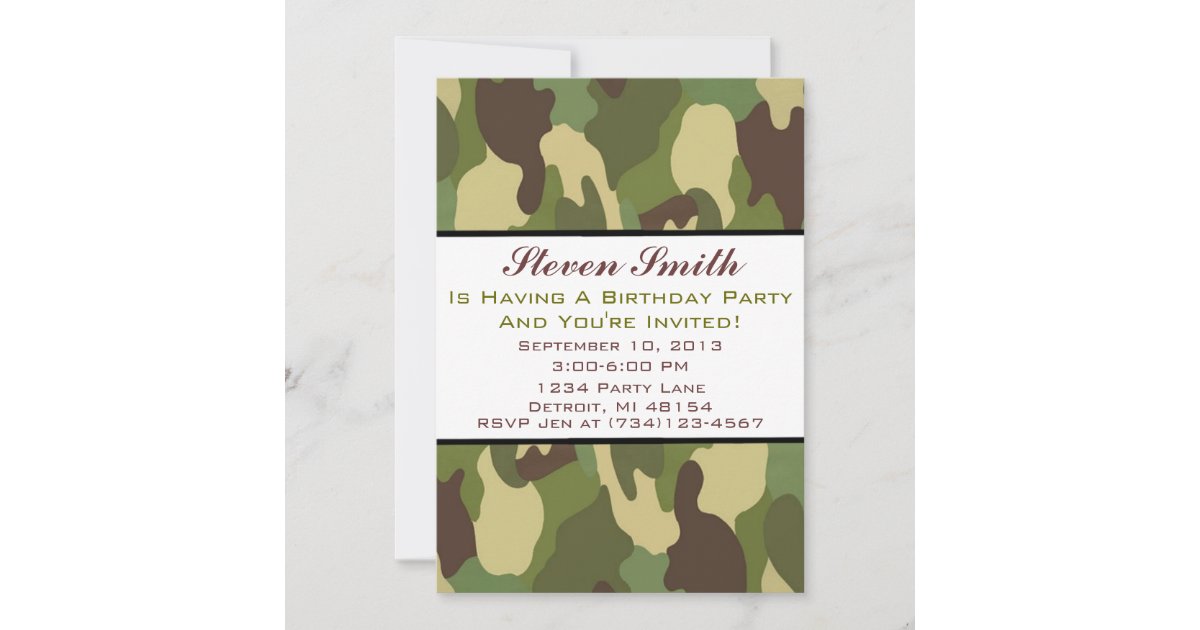 Boy's Camo Birthday Invitation | Zazzle
