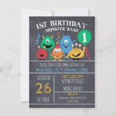Boys Chalkboard Monsters 1st Birthday Invitation | Zazzle