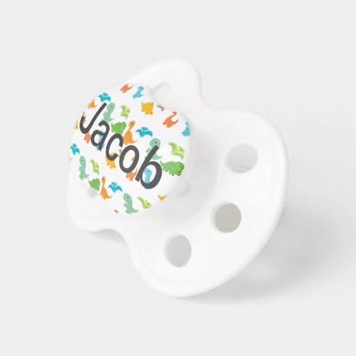 Boys Colorful Dino Cartoon Dinosaurs lizard T-rex Pacifier | Zazzle