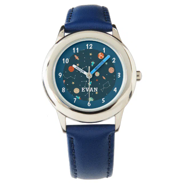 Boys Cool Outer Space Planets Rockets Stars Watch | Zazzle