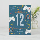 Boys Cool Video Game Kids 12th Birthday Invitation | Zazzle