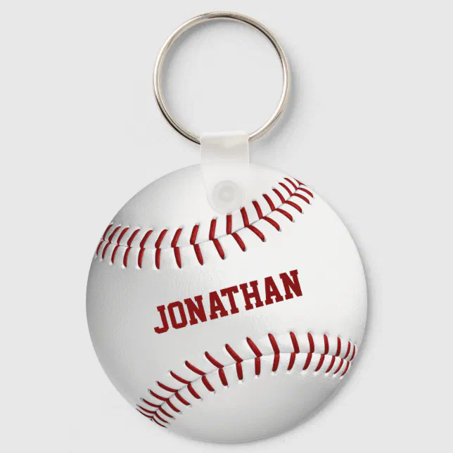 Boy's custom name baseball keychain | Zazzle