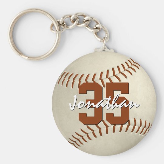 Boy's custom name jersey number baseball keychain | Zazzle.com