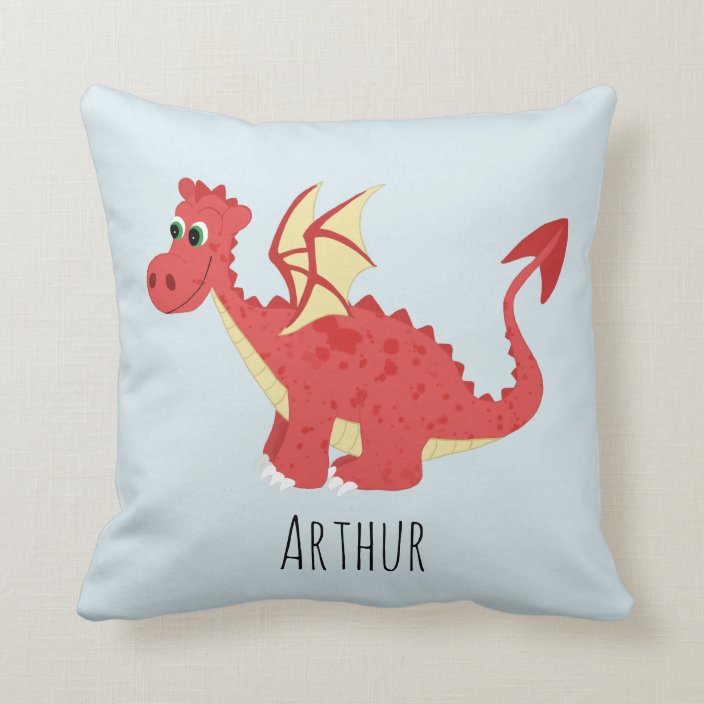 Boys Cute and Magical Red Welsh Dragon Kids Throw Pillow | Zazzle.com