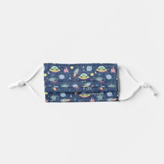 Boys Cute and Modern Space Alien Pattern Name Kids Kids' Cloth Face ...