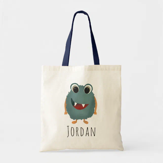 Boys Cute Blue Monster Alien Kids Tote Bag | Zazzle