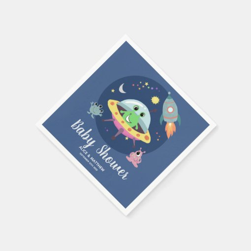 Boys Cute Blue Space Alien Baby Shower Napkins | Zazzle