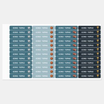 Boys Cute Blue Sports Football Basketball School Kids' Labels | Zazzle