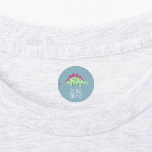 Boys Cute Blue T-Rex Dinosaur Cartoon Name School Kids' Labels | Zazzle