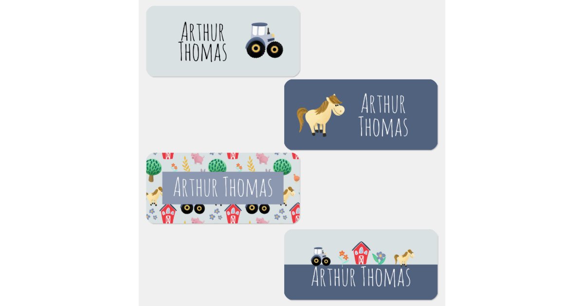 Boys Cute Blue Tractor Preschool Kindergarten Kids' Labels | Zazzle