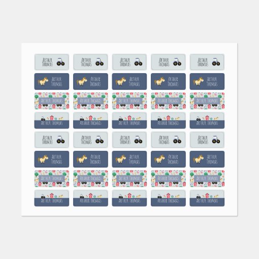 Boys Cute Blue Tractor Preschool Kindergarten Kids' Labels | Zazzle