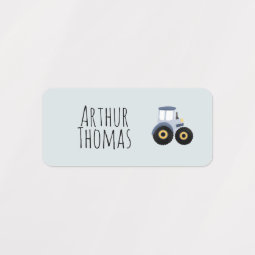 Boys Cute Blue Tractor Preschool Kindergarten Kids' Labels | Zazzle