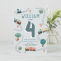 Boys Cute Blue Train Travel Kids Birthday Invitation | Zazzle