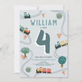 Boys Cute Blue Train Travel Kids Birthday Invitation | Zazzle